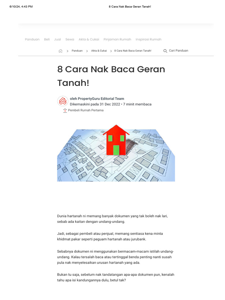 Panduan Membaca Geran Tanah | PDF