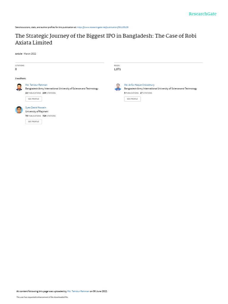 The Strategic Journey of The Biggest IPO in Bangladesh: The Case of Robi Axiata Limited | PDF ...