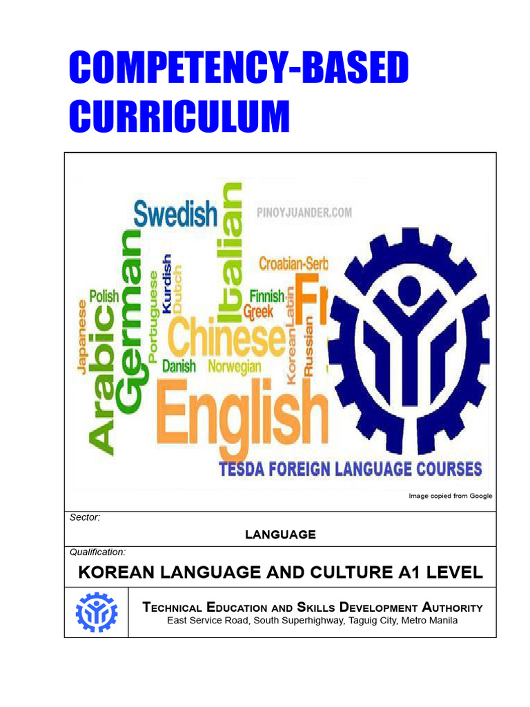 TESDA Korean Language A1 Curriculum | PDF | Consonant | Personal Computers