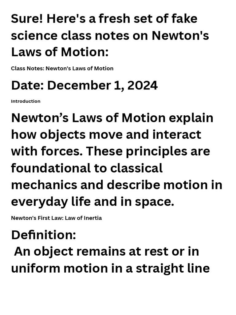 Newton's Laws of Motion Notes | PDF