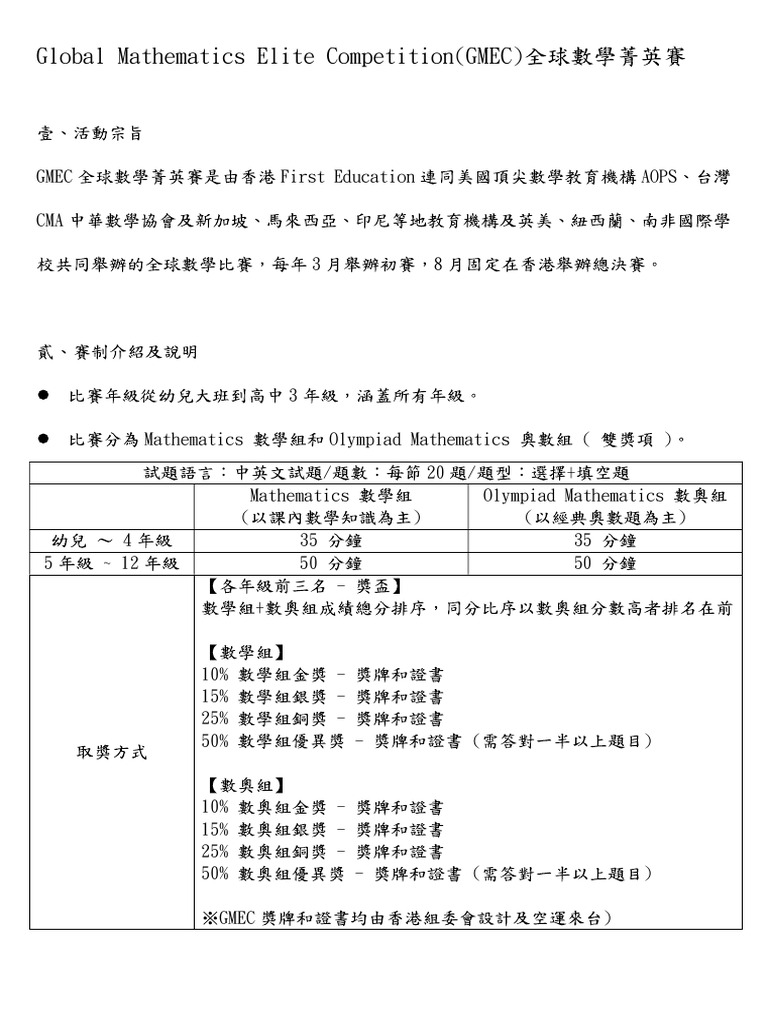 2024 Global Mathematics Elite Competition | PDF