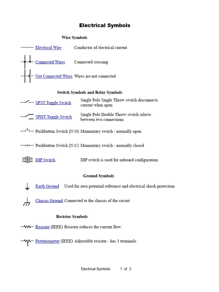 Electrical Symbols | PDF | Switch | Voltage