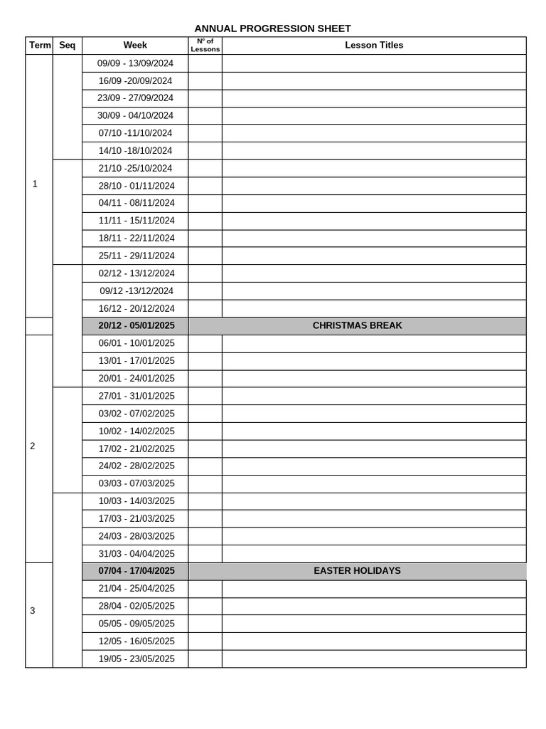 Simplified Progression Sheet 2023-2024 | PDF