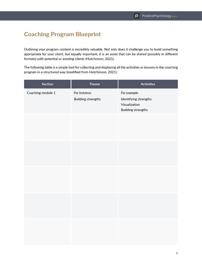 Coaching Program Blueprint | PDF