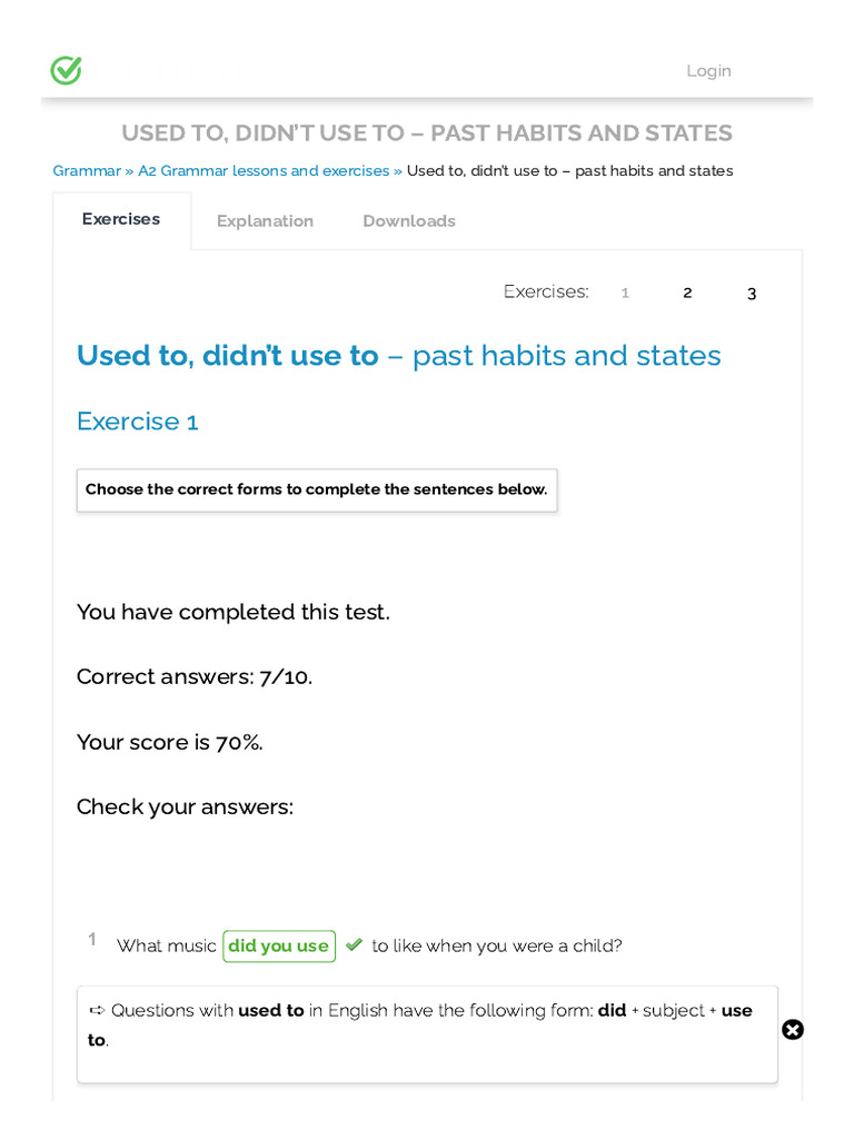 Used To: Past Habits Exercises | PDF | Languages | Foreign Language Studies