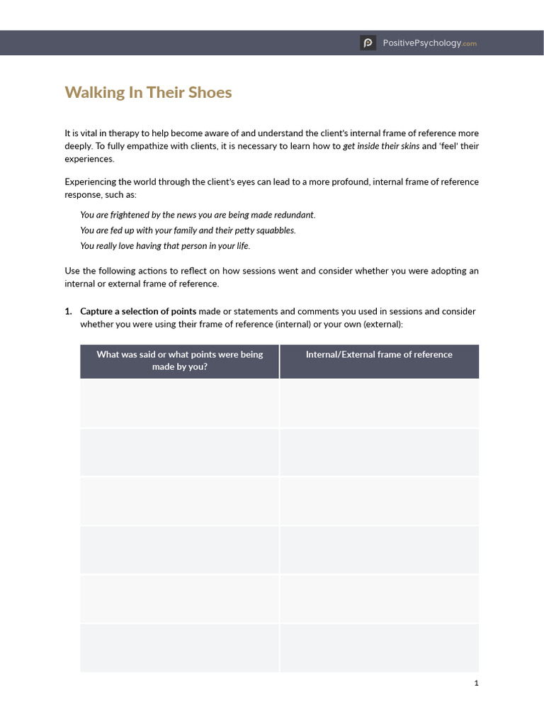 Walking in Their Shoes | PDF