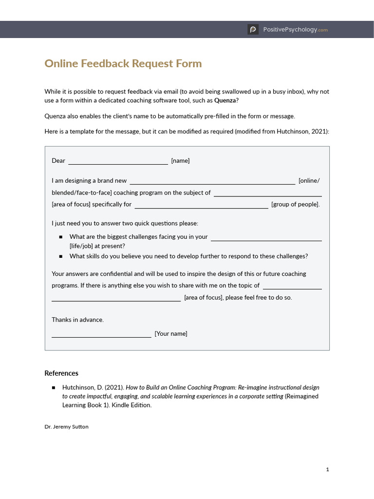 Online Feedback Request Form | PDF