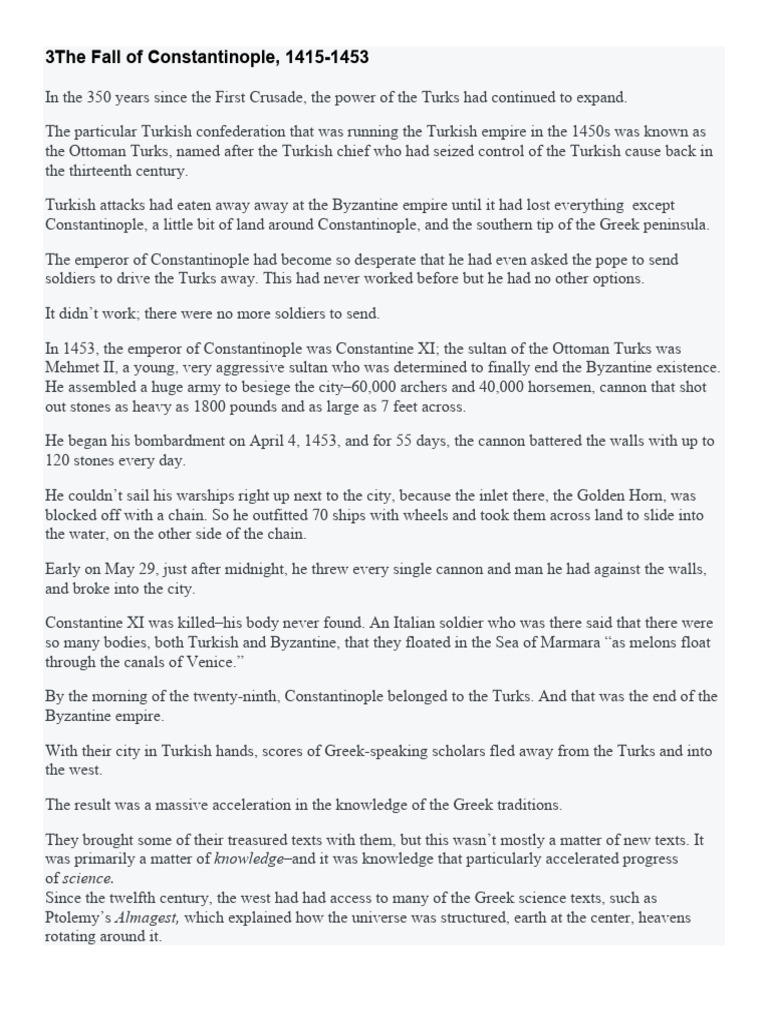 Annotated-3the Fall of Constantinople-1 | PDF | Constantinople ...