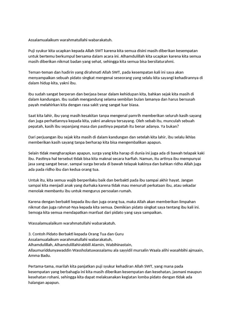 Teks Pidato Birrul Walidain | PDF