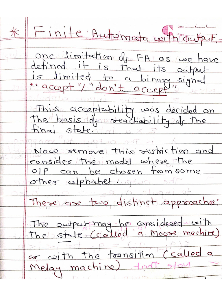 Unit 1 Toc Moore Mealy Machine Difference Between Moore Mealy Machine Part 4 Pdf