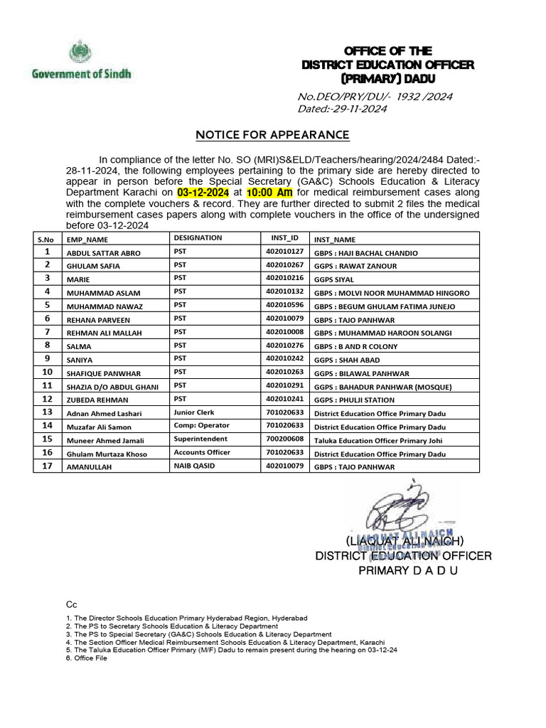 Appearance Letter | PDF