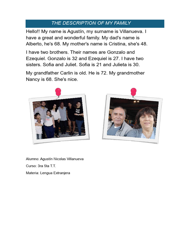 The Description of My Family | PDF