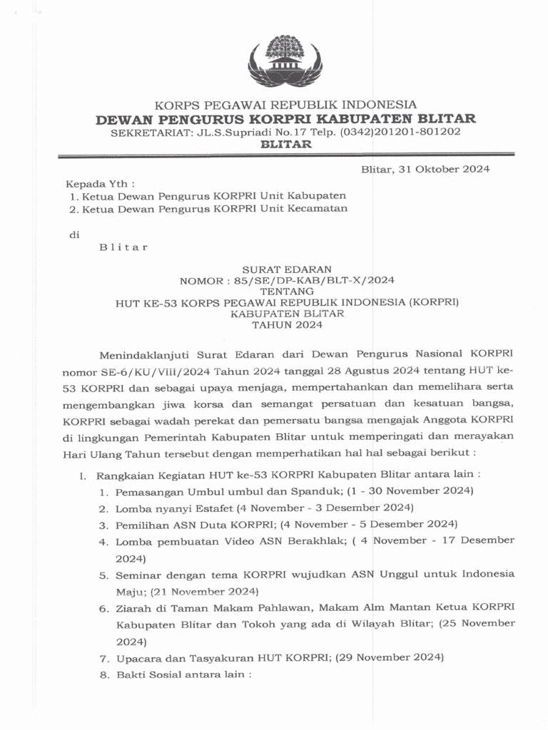 Se Hut Korpri Ke-53 Tahun 2024 | PDF