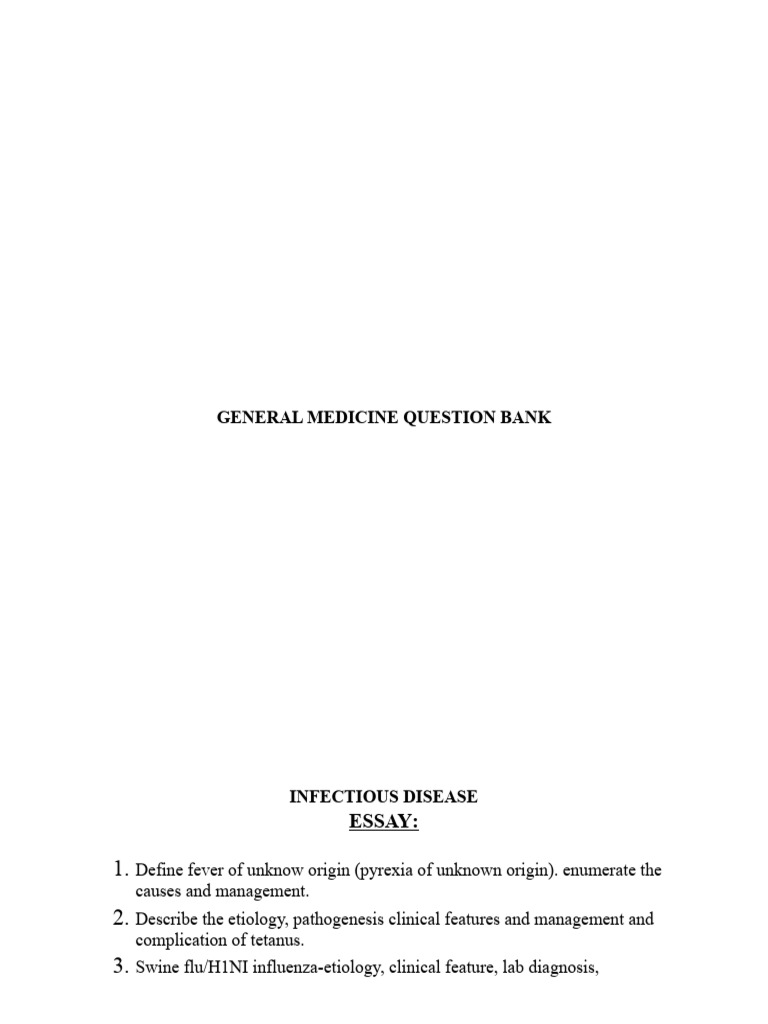 General Medicine Question Bank | PDF | Mental Disorder | Cirrhosis