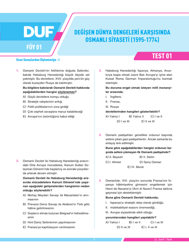 11 Tarih - DUF - FÖY 1 - Ornek | PDF