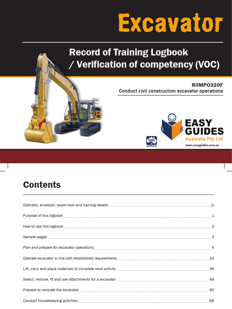 Excavator Logbook SAMPLE V2-2 | PDF | Safety