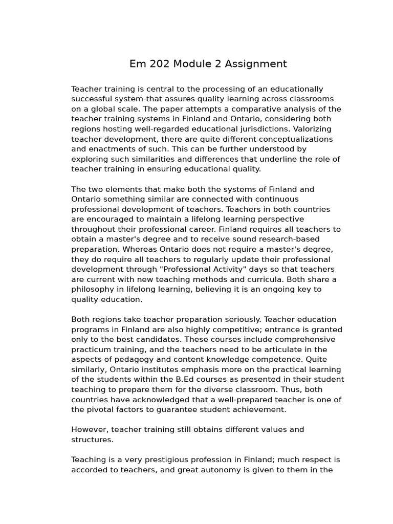 Em 202 Module 2 Assignment | PDF | Teachers | Teacher Education