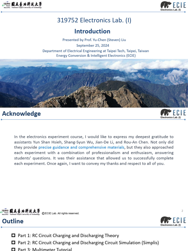 ElectronicsLab20240925 Week3 | PDF | Electrical Network | Capacitor