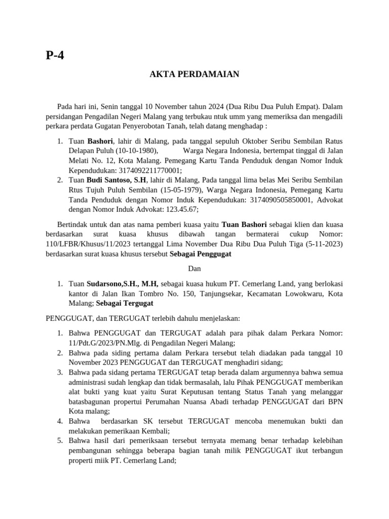 Akta Perdamaian Bizi | PDF