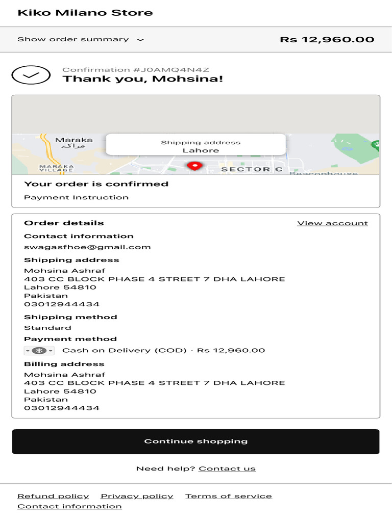 Thank You For Your Purchase! - Kiko Milano Store - Checkout | PDF