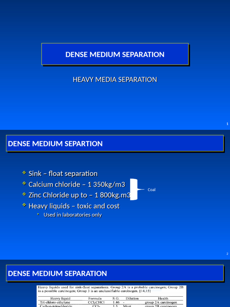 Dense Medium Separation Presentation | PDF | Density | Centrifuge