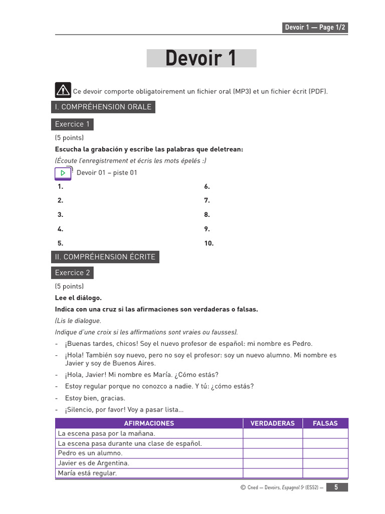 4ES52DVWB0023D01 DevoirEspagnol-U01 | PDF