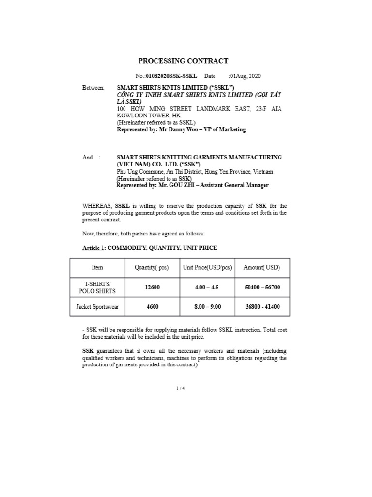 Proccessing Contract BT | PDF