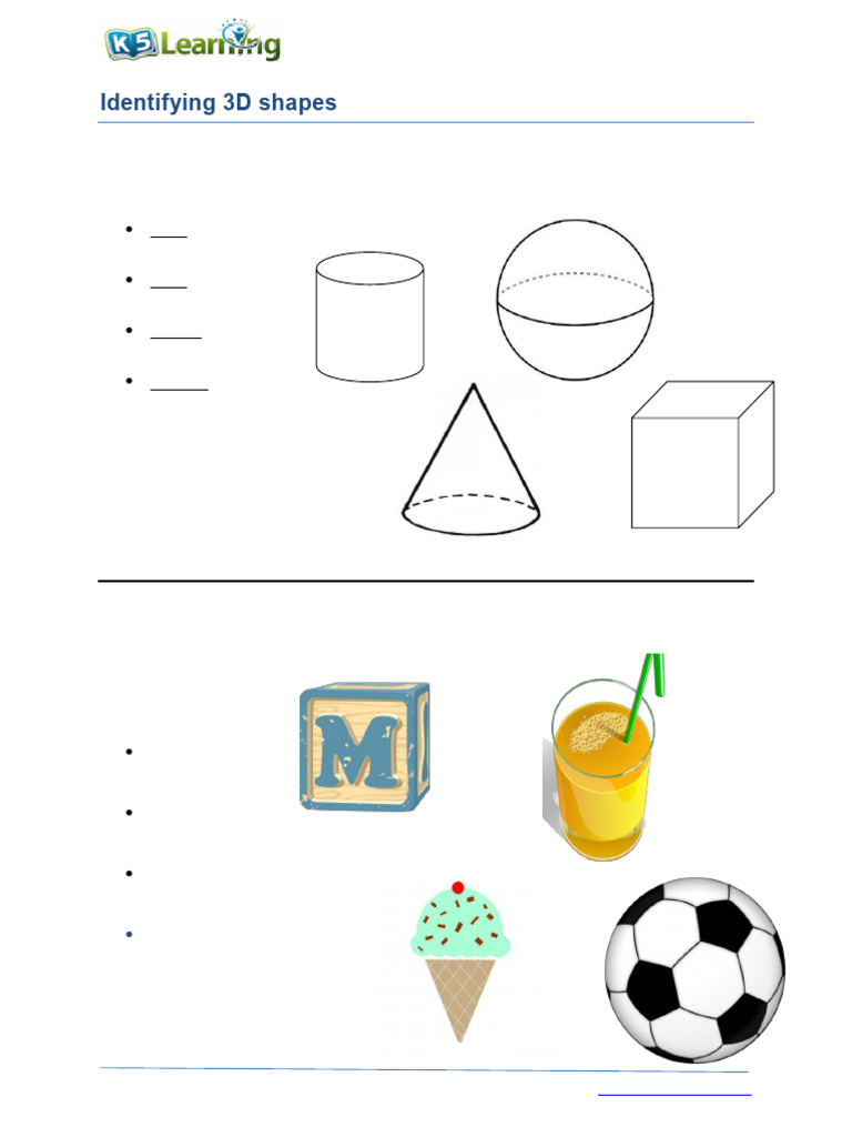 Grade 1 Geometry: Identify 3D Shapes | PDF