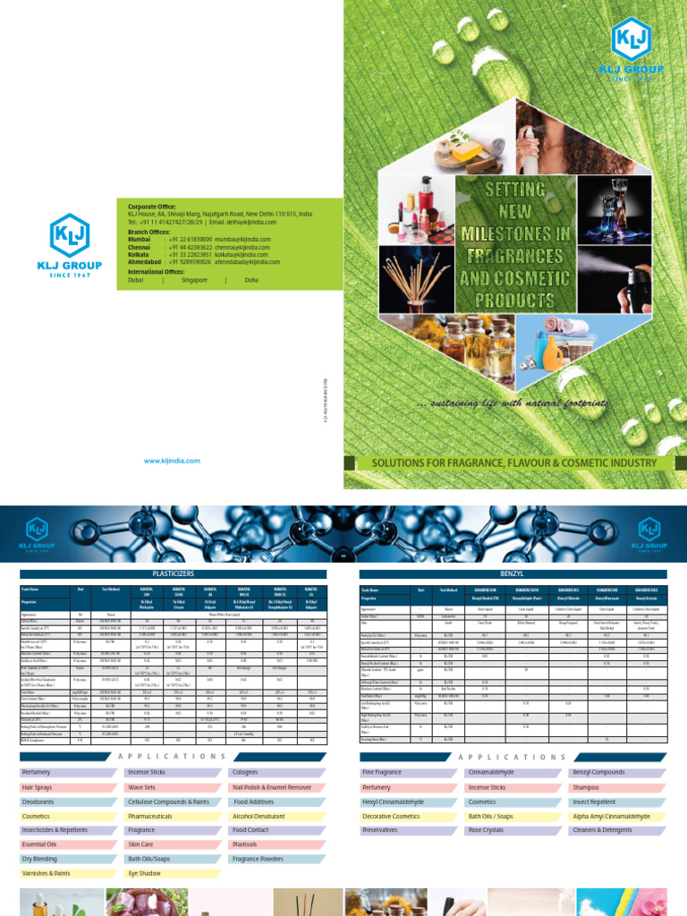 Fragrance, Flavour & Cosmetic Brochure (KLJ Group) | PDF | Perfume ...