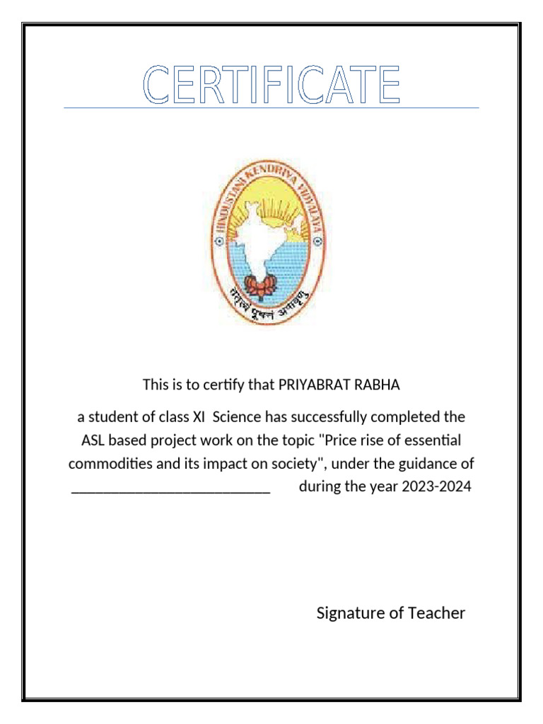 Asl Certificate 2345 | PDF