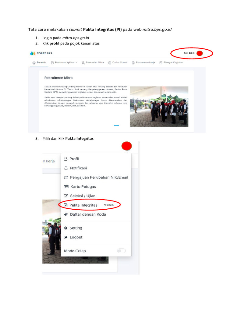 Tata Cara Melakukan Submit Pakta Integritas MITRA 2025 | PDF