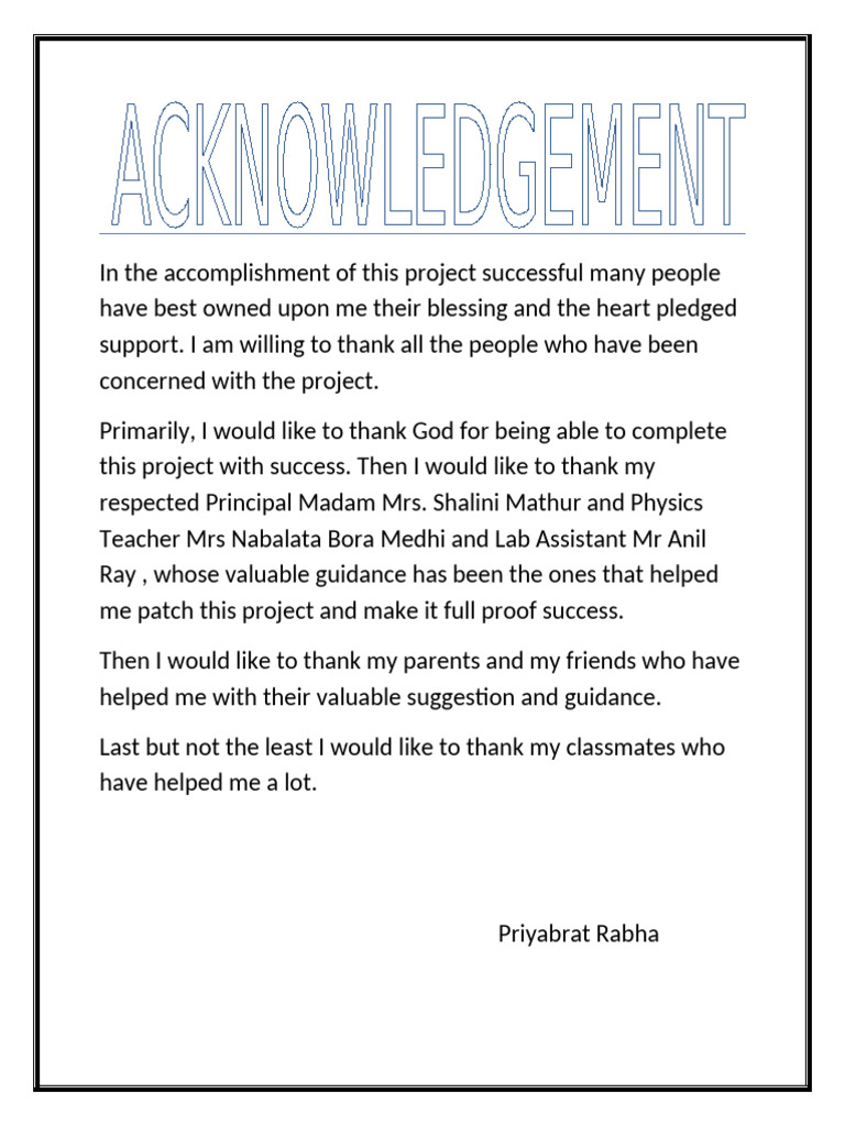 Project Acknowledgments by Priyabrat | PDF
