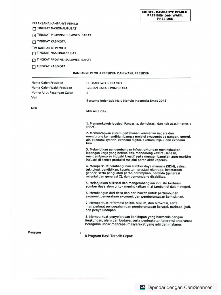 Asta Cita Prabowo Gibran | PDF