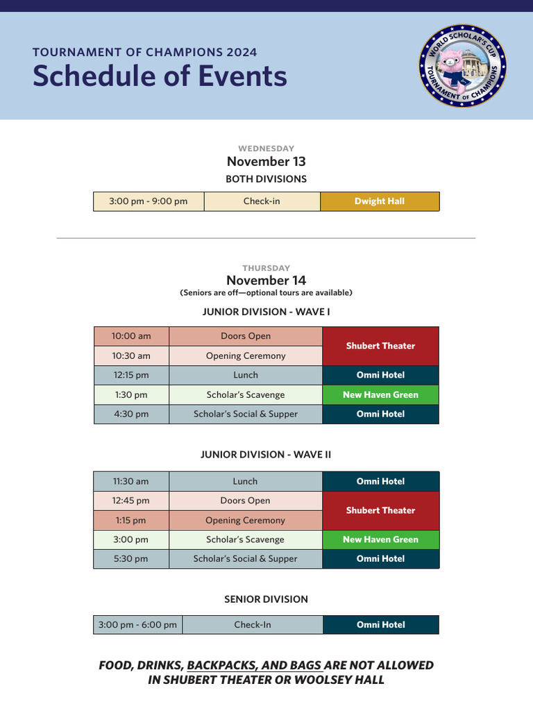 2024 ToC Schedule (Final Edits) | PDF | New Haven