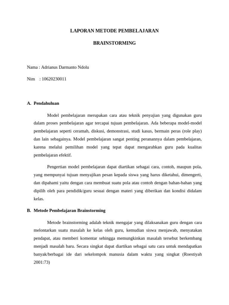 Laporan Metode Brainstorming | PDF