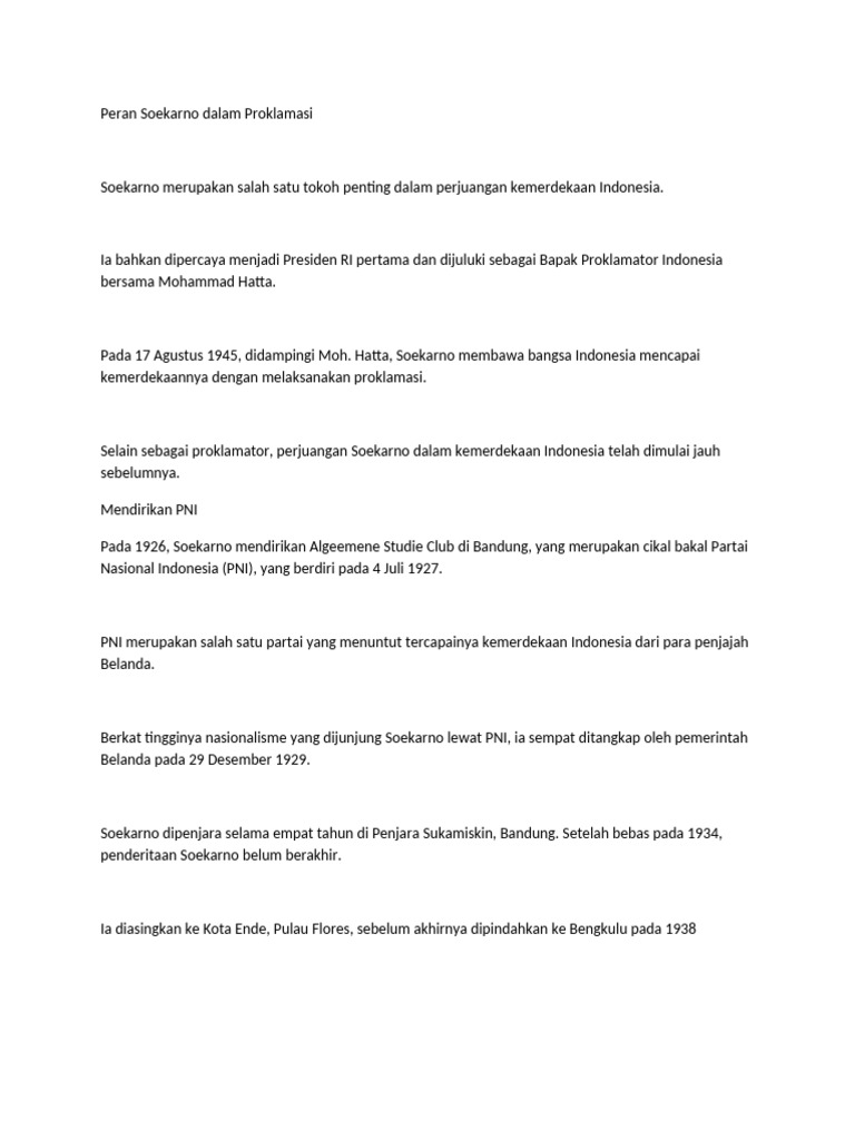 Peran Soekarno Dalam Proklamasi | PDF
