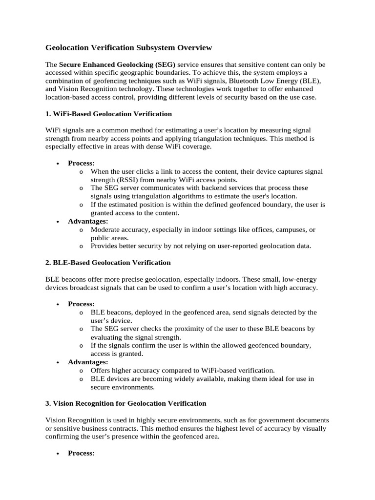 Geolocation Verification Subsystem Overview | PDF | Wi Fi | Computer ...