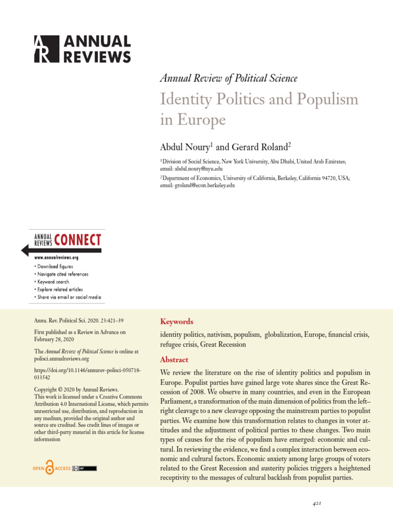 Identity Politics and Populism | PDF | Populism | Identity (Social Science)