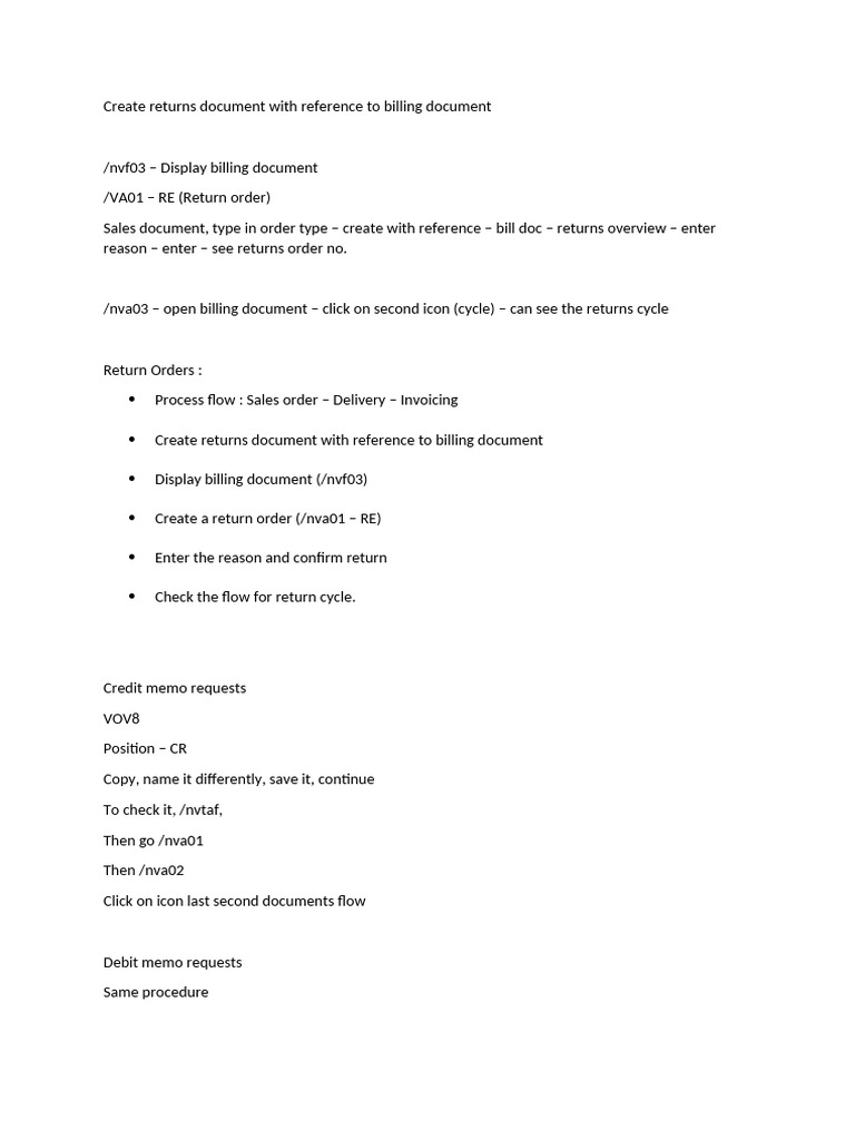 Return Order Creation | PDF