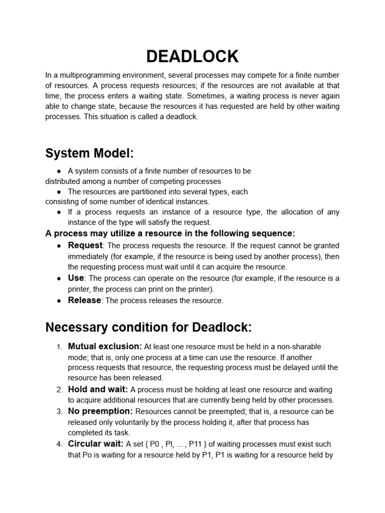 Deadlock Pdf Computer Science Computing