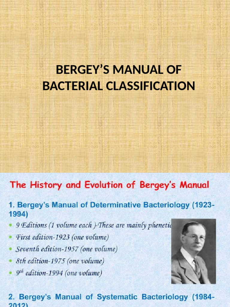 Bergey's Manual of Bacterial Classification | PDF