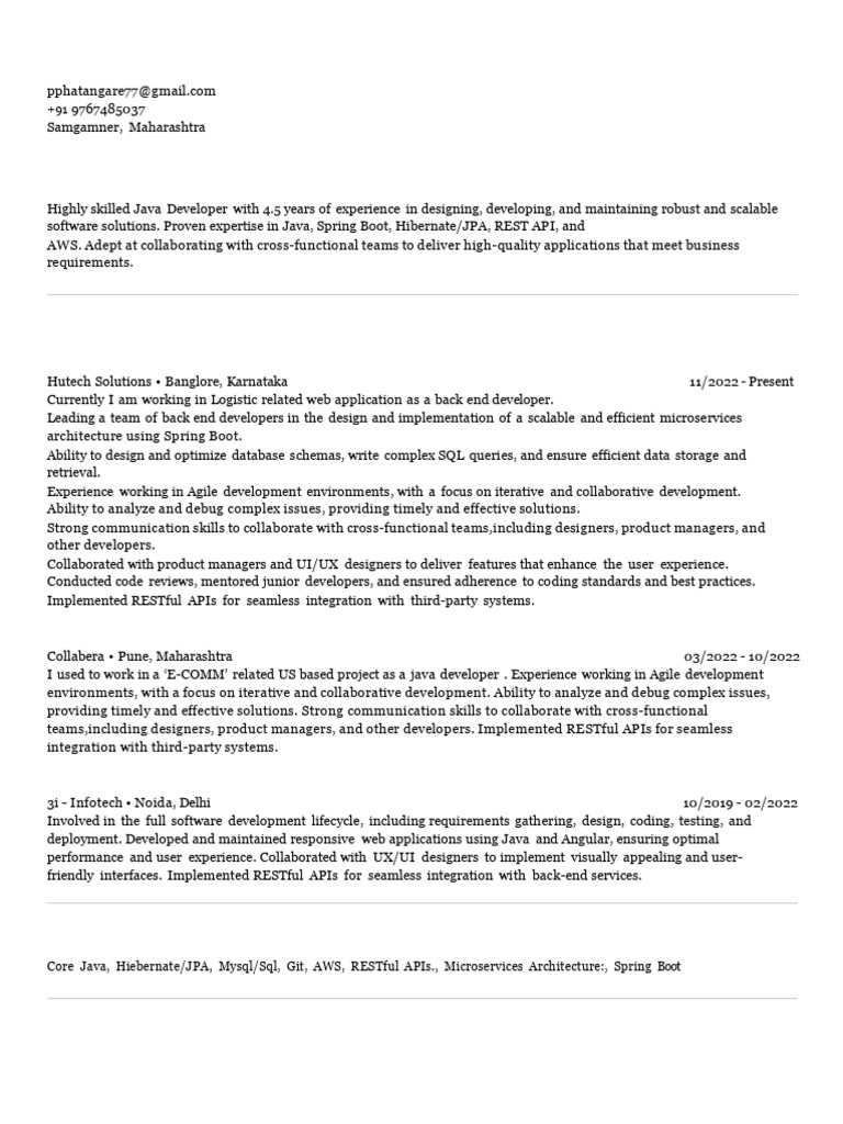 Java Developer with Microservices Expertise | PDF | Java (Programming ...