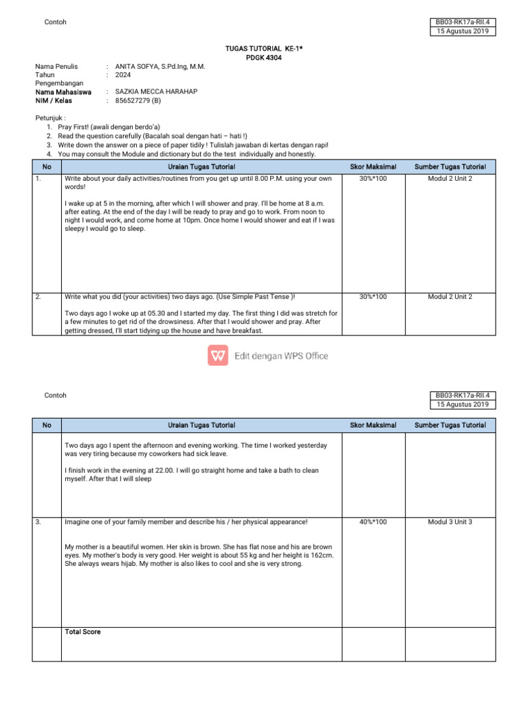 Naskah TT 1 SAZKIA MECCA HARAHAP (B) | PDF