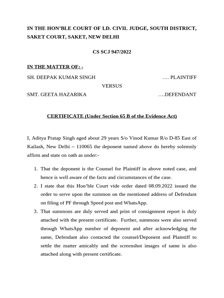 65 B Deepak | PDF | Affidavit