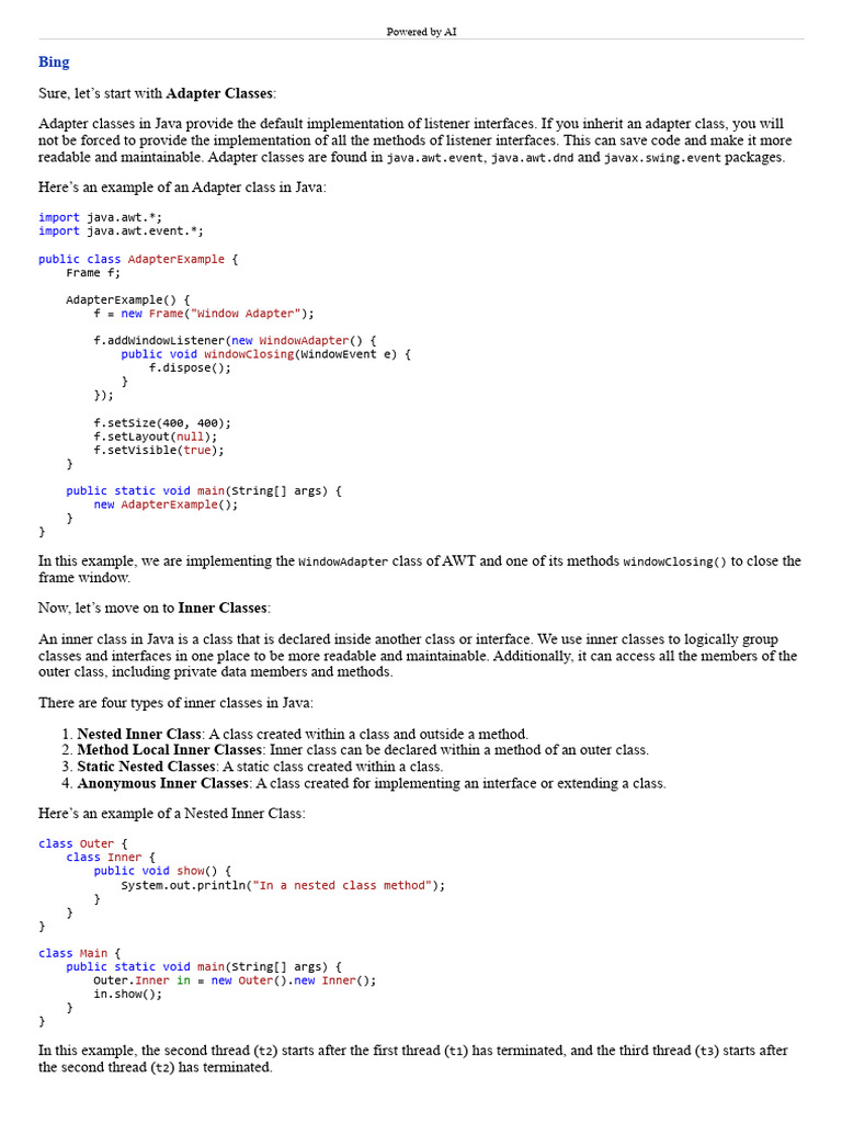 Adapter and Inner Classes | PDF