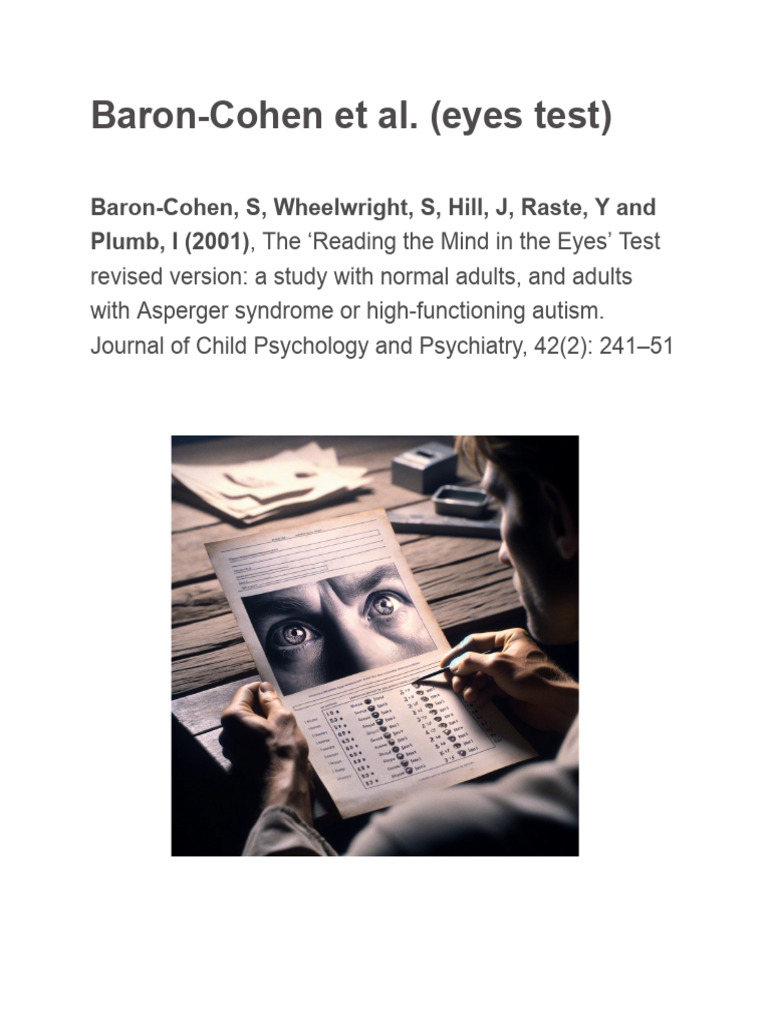 Baron-Cohen Et Al. (Eyes Test) | PDF | Theory Of Mind | Autism Spectrum