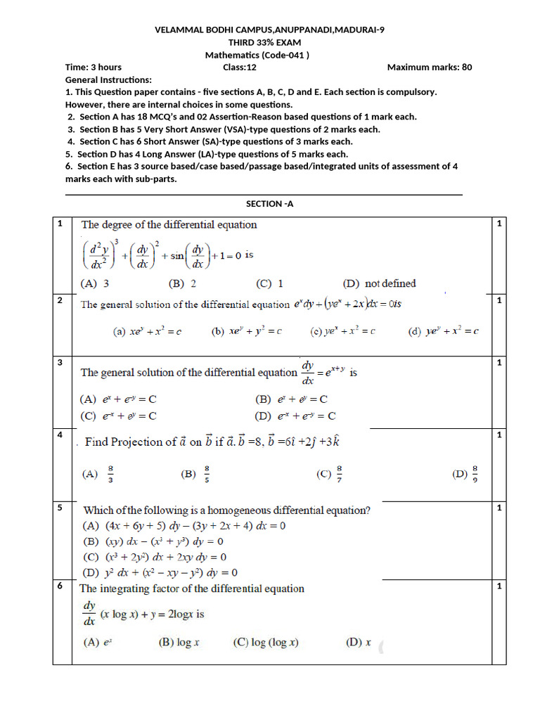 3rd 33% QN Paper (Updated) - Maths | PDF | Multiple Choice | Mathematical Objects