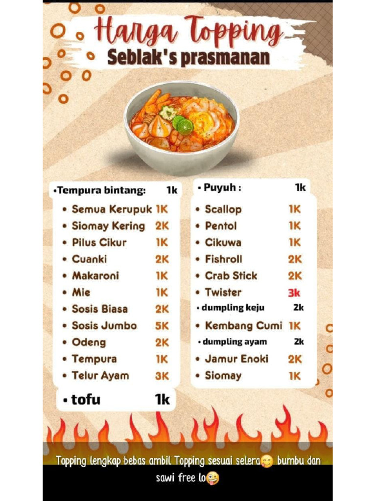 Harga Seblak Prasmanan | PDF