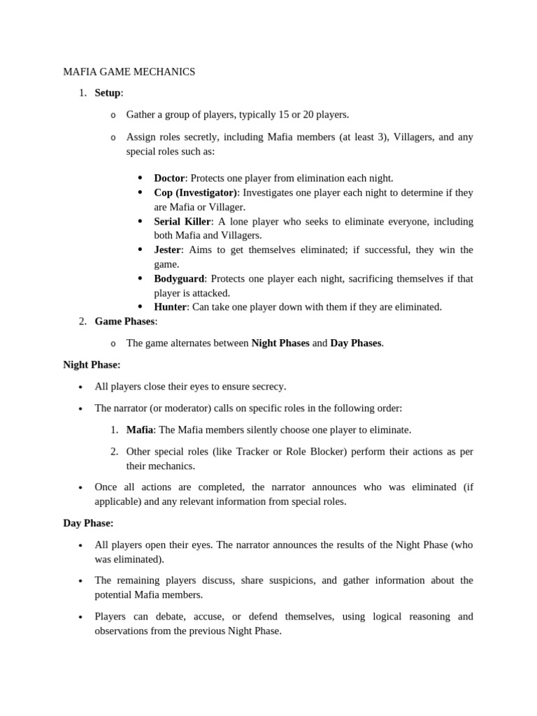 Mafia Game Mechanics | PDF