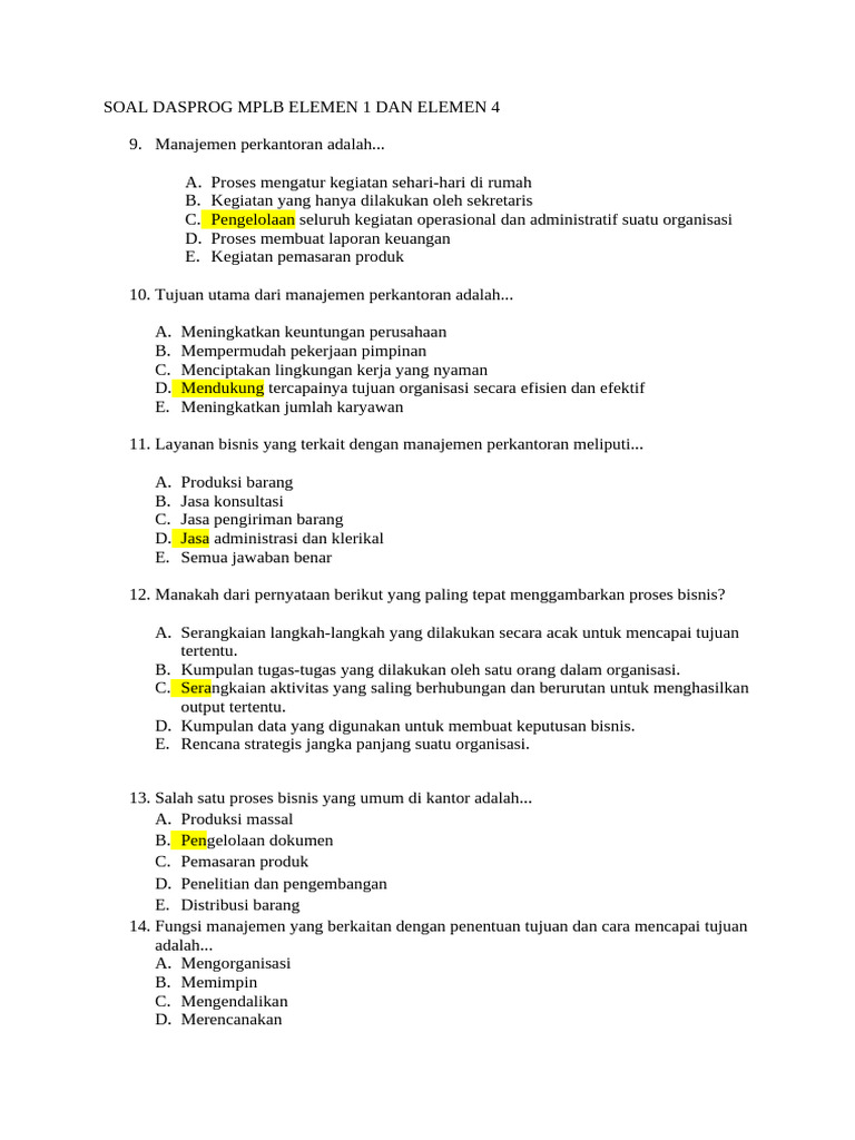 Soal Dasprog MPLB Elemen 1 Dan Elemen 4 | PDF